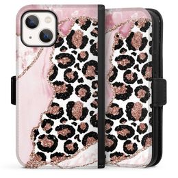 DeinDesign Galaxy A51 Handy Klapph&uuml;lle Handyh&uuml;lle aus Kunst Leder schwarz Flip Case Leopard Glitzer Marble Sideflip mit Lasche
