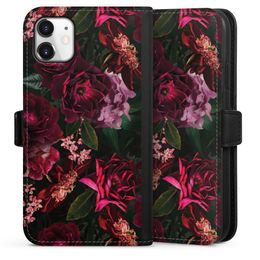 DeinDesign iPhone 11 Handy Klapph&uuml;lle Handyh&uuml;lle aus Kunst Leder schwarz Flip Case Flowers Blossom Rose Sideflip mit Lasche