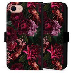 DeinDesign iPhone 16e Handy Klapph&uuml;lle Handyh&uuml;lle aus Kunst Leder schwarz Flip Case Flowers Blossom Rose Sideflip mit Lasche