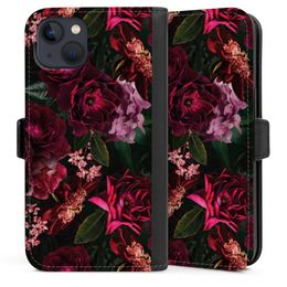 DeinDesign iPhone 13 Handy Klapph&uuml;lle Handyh&uuml;lle aus Kunst Leder schwarz Flip Case Flowers Blossom Rose Sideflip mit Lasche