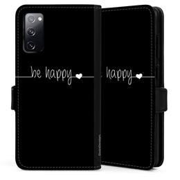DeinDesign Galaxy S20 Handy Klapph&uuml;lle Handyh&uuml;lle aus Kunst Leder schwarz Flip Case Sayings Happiness Statement Sideflip mit Lasche