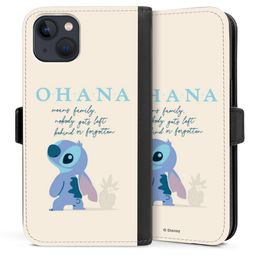 DeinDesign iPhone 13 Handy Klapph&uuml;lle Handyh&uuml;lle aus Kunst Leder schwarz Flip Case Lilo & Stitch Disney Official Licensed Product Sideflip mit Lasche