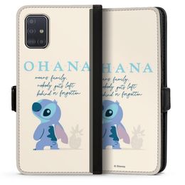 DeinDesign Galaxy A51 Handy Klapph&uuml;lle Handyh&uuml;lle aus Kunst Leder schwarz Flip Case Lilo & Stitch Disney Official Licensed Product Sideflip mit Lasche