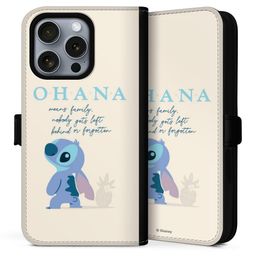 DeinDesign iPhone 16 Pro Max Handy Klapph&uuml;lle Handyh&uuml;lle aus Kunst Leder schwarz Flip Case Lilo & Stitch Disney Official Licensed Product Sideflip mit Lasche