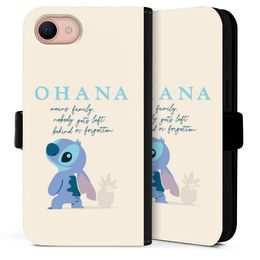 DeinDesign iPhone 16e Handy Klapph&uuml;lle Handyh&uuml;lle aus Kunst Leder schwarz Flip Case Lilo & Stitch Disney Official Licensed Product Sideflip mit Lasche