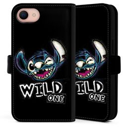 DeinDesign iPhone 16e Handy Klapph&uuml;lle Handyh&uuml;lle aus Kunst Leder schwarz Flip Case Lilo & Stitch Disney Official Licensed Product Sideflip mit Lasche