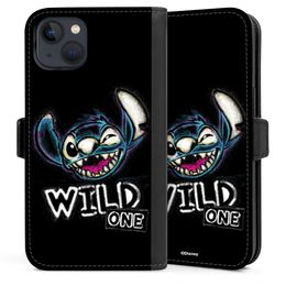 DeinDesign iPhone 13 Handy Klapph&uuml;lle Handyh&uuml;lle aus Kunst Leder schwarz Flip Case Lilo & Stitch Disney Official Licensed Product Sideflip mit Lasche