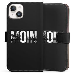 DeinDesign iPhone 14 Handy Klapph&uuml;lle Handyh&uuml;lle aus Kunst Leder schwarz Flip Case Hamburger Sv Hsv Official Licensed Product Sideflip mit Lasche