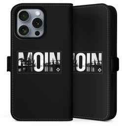 DeinDesign iPhone 16 Pro Max Handy Klapph&uuml;lle Handyh&uuml;lle aus Kunst Leder schwarz Flip Case Hamburger Sv Hsv Official Licensed Product Sideflip mit Lasche