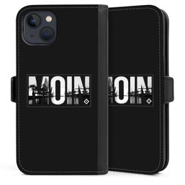 DeinDesign iPhone 13 Handy Klapph&uuml;lle Handyh&uuml;lle aus Kunst Leder schwarz Flip Case Hamburger Sv Hsv Official Licensed Product Sideflip mit Lasche