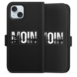 DeinDesign iPhone 15 Handy Klapph&uuml;lle Handyh&uuml;lle aus Kunst Leder schwarz Flip Case Hamburger Sv Hsv Official Licensed Product Sideflip mit Lasche