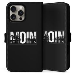 DeinDesign iPhone 16 Pro Handy Klapph&uuml;lle Handyh&uuml;lle aus Kunst Leder schwarz Flip Case Hamburger Sv Hsv Official Licensed Product Sideflip mit Lasche