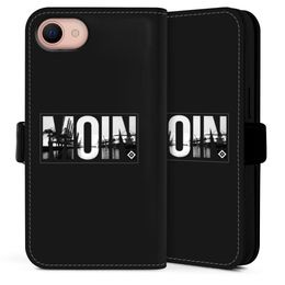 DeinDesign iPhone 16e Handy Klapph&uuml;lle Handyh&uuml;lle aus Kunst Leder schwarz Flip Case Hamburger Sv Hsv Official Licensed Product Sideflip mit Lasche