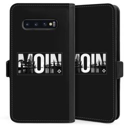 DeinDesign Galaxy S10 Plus Handy Klapph&uuml;lle Handyh&uuml;lle aus Kunst Leder schwarz Flip Case Hamburger Sv Hsv Official Licensed Product Sideflip mit Lasche