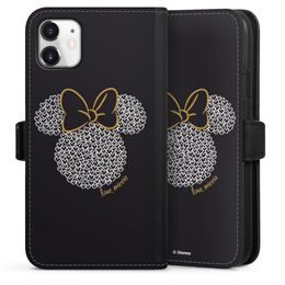 DeinDesign iPhone 11 Handy Klapph&uuml;lle Handyh&uuml;lle aus Kunst Leder schwarz Flip Case Minnie Mouse Muster Disney Sideflip mit Lasche