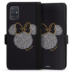 DeinDesign Galaxy A51 Handy Klapph&uuml;lle Handyh&uuml;lle aus Kunst Leder schwarz Flip Case Minnie Mouse Muster Disney Sideflip mit Lasche