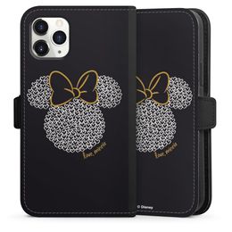 DeinDesign iPhone 11 Pro Handy Klapph&uuml;lle Handyh&uuml;lle aus Kunst Leder schwarz Flip Case Minnie Mouse Muster Disney Sideflip mit Lasche