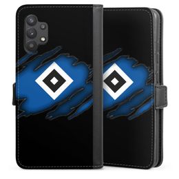 DeinDesign Galaxy A32 4G Handy Klapph&uuml;lle Handyh&uuml;lle aus Kunst Leder schwarz Flip Case Official Licensed Product Hsv Hamburger Sv Sideflip mit Lasche