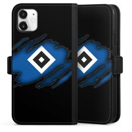 DeinDesign iPhone 11 Handy Klapph&uuml;lle Handyh&uuml;lle aus Kunst Leder schwarz Flip Case Official Licensed Product Hsv Hamburger Sv Sideflip mit Lasche