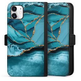 DeinDesign iPhone 11 Handy Klapph&uuml;lle Handyh&uuml;lle aus Kunst Leder schwarz Flip Case Marble Gemstone Glitzer Sideflip mit Lasche