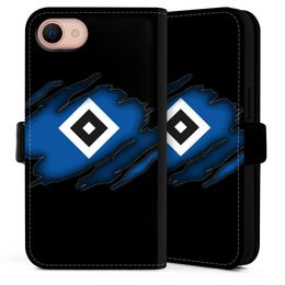DeinDesign iPhone 16e Handy Klapph&uuml;lle Handyh&uuml;lle aus Kunst Leder schwarz Flip Case Official Licensed Product Hsv Hamburger Sv Sideflip mit Lasche