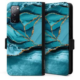 DeinDesign Galaxy S20 Handy Klapph&uuml;lle Handyh&uuml;lle aus Kunst Leder schwarz Flip Case Glitzer Marble Gemstone Sideflip mit Lasche