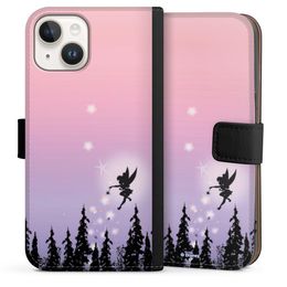 DeinDesign iPhone 14 Handy Klapph&uuml;lle Handyh&uuml;lle aus Kunst Leder schwarz Flip Case Tinkerbells Official Licensed Product Disney Sideflip mit Lasche