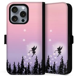 DeinDesign iPhone 16 Pro Max Handy Klapph&uuml;lle Handyh&uuml;lle aus Kunst Leder schwarz Flip Case Tinkerbells Official Licensed Product Disney Sideflip mit Lasche