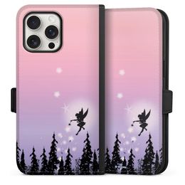 DeinDesign iPhone 15 Pro Max Handy Klapph&uuml;lle Handyh&uuml;lle aus Kunst Leder schwarz Flip Case Tinkerbells Official Licensed Product Disney Sideflip mit Lasche