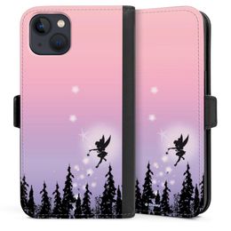 DeinDesign iPhone 13 Handy Klapph&uuml;lle Handyh&uuml;lle aus Kunst Leder schwarz Flip Case Tinkerbells Official Licensed Product Disney Sideflip mit Lasche