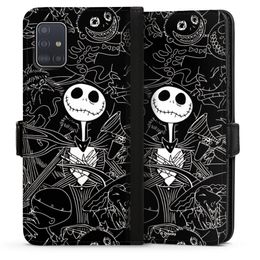 DeinDesign Galaxy A51 Handy Klapph&uuml;lle Handyh&uuml;lle aus Kunst Leder schwarz Flip Case Disney Nightmare Before Christmas Halloween Sideflip mit Lasche