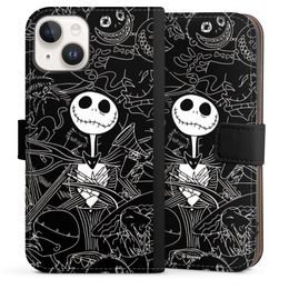 DeinDesign iPhone 14 Handy Klapph&uuml;lle Handyh&uuml;lle aus Kunst Leder schwarz Flip Case Disney Nightmare Before Christmas Halloween Sideflip mit Lasche