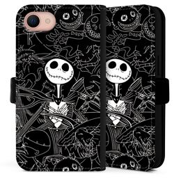 DeinDesign iPhone 16e Handy Klapph&uuml;lle Handyh&uuml;lle aus Kunst Leder schwarz Flip Case Disney Nightmare Before Christmas Halloween Sideflip mit Lasche