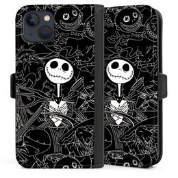 DeinDesign iPhone 13 Handy Klapph&uuml;lle Handyh&uuml;lle aus Kunst Leder schwarz Flip Case Disney Nightmare Before Christmas Halloween Sideflip mit Lasche