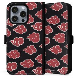 DeinDesign iPhone 16 Pro Max Handy Klapph&uuml;lle Handyh&uuml;lle aus Kunst Leder schwarz Flip Case Naruto Shippuden Pattern Akatsuki Sideflip mit Lasche