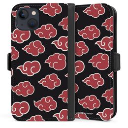 DeinDesign iPhone 13 Handy Klapph&uuml;lle Handyh&uuml;lle aus Kunst Leder schwarz Flip Case Naruto Shippuden Pattern Akatsuki Sideflip mit Lasche