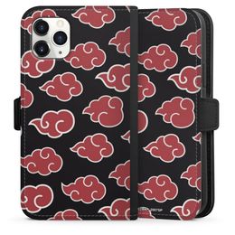 DeinDesign iPhone 11 Pro Handy Klapph&uuml;lle Handyh&uuml;lle aus Kunst Leder schwarz Flip Case Naruto Shippuden Pattern Akatsuki Sideflip mit Lasche