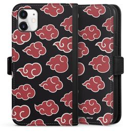 DeinDesign iPhone 11 Handy Klapph&uuml;lle Handyh&uuml;lle aus Kunst Leder schwarz Flip Case Naruto Shippuden Pattern Akatsuki Sideflip mit Lasche