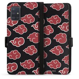 DeinDesign Galaxy A51 Handy Klapph&uuml;lle Handyh&uuml;lle aus Kunst Leder schwarz Flip Case Naruto Shippuden Pattern Akatsuki Sideflip mit Lasche