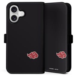 DeinDesign iPhone 16 Handy Klapph&uuml;lle Handyh&uuml;lle aus Kunst Leder schwarz Flip Case Naruto Shippuden Akatsuki Official Licensed Product Sideflip mit Lasche