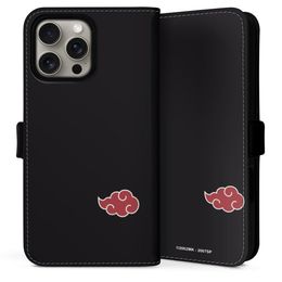 DeinDesign iPhone 16 Pro Handy Klapph&uuml;lle Handyh&uuml;lle aus Kunst Leder schwarz Flip Case Naruto Shippuden Akatsuki Official Licensed Product Sideflip mit Lasche