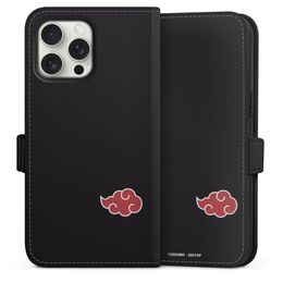 DeinDesign iPhone 15 Pro Max Handy Klapph&uuml;lle Handyh&uuml;lle aus Kunst Leder schwarz Flip Case Naruto Shippuden Akatsuki Official Licensed Product Sideflip mit 