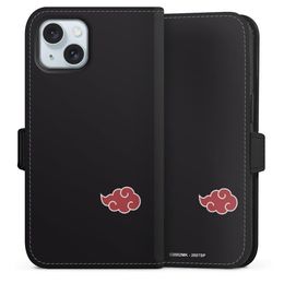 DeinDesign iPhone 15 Handy Klapph&uuml;lle Handyh&uuml;lle aus Kunst Leder schwarz Flip Case Naruto Shippuden Akatsuki Official Licensed Product Sideflip mit Lasche