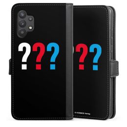 DeinDesign Galaxy A32 4G Handy Klapph&uuml;lle Handyh&uuml;lle aus Kunst Leder schwarz Flip Case Official Licensed Product Die Drei ??? Logo Sideflip mit Lasche