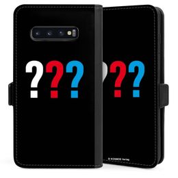 DeinDesign Galaxy S10 Plus Handy Klapph&uuml;lle Handyh&uuml;lle aus Kunst Leder schwarz Flip Case Official Licensed Product Die Drei ??? Logo Sideflip mit Lasche