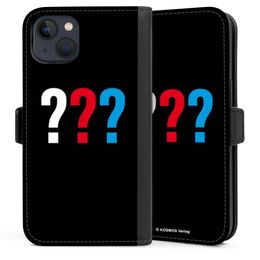 DeinDesign iPhone 13 Handy Klapph&uuml;lle Handyh&uuml;lle aus Kunst Leder schwarz Flip Case Official Licensed Product Die Drei ??? Logo Sideflip mit Lasche