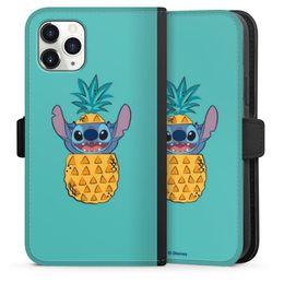DeinDesign iPhone 11 Pro Handy Klapph&uuml;lle Handyh&uuml;lle aus Kunst Leder schwarz Flip Case Disney Lilo & Stitch Pineapple Sideflip mit Lasche