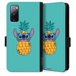 DeinDesign Galaxy S20 Handy Klapph&uuml;lle Handyh&uuml;lle aus Kunst Leder schwarz Flip Case Pineapple Lilo & Stitch Disney Sideflip mit Lasche