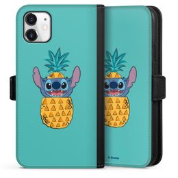 DeinDesign iPhone 11 Handy Klapph&uuml;lle Handyh&uuml;lle aus Kunst Leder schwarz Flip Case Disney Lilo & Stitch Pineapple Sideflip mit Lasche
