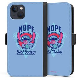 DeinDesign iPhone 13 Handy Klapph&uuml;lle Handyh&uuml;lle aus Kunst Leder schwarz Flip Case Disney Sayings Lilo & Stitch Sideflip mit Lasche